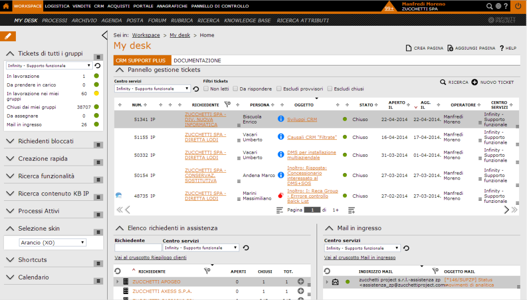 Software CRM PostVendita per assistenza del cliente - Zucchetti
